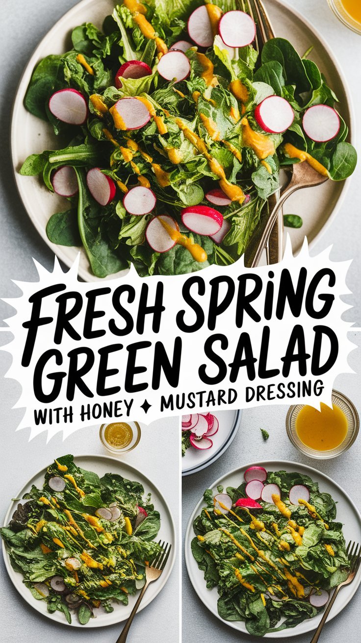 Fresh Spring Green Salad with Radishes and Honey Mustard Dressing ...