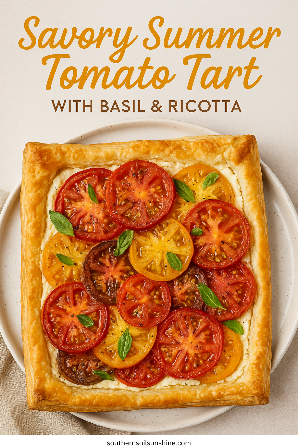 Rustic Garden Tomato Tart with Basil Oil & Flaky Crust - Southern Soil ...