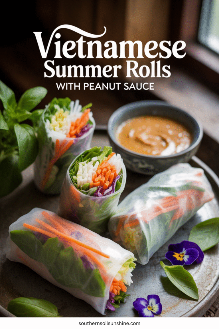 🌿 Vietnamese Summer Rolls with Garden Greens and Peanut Sauce ...