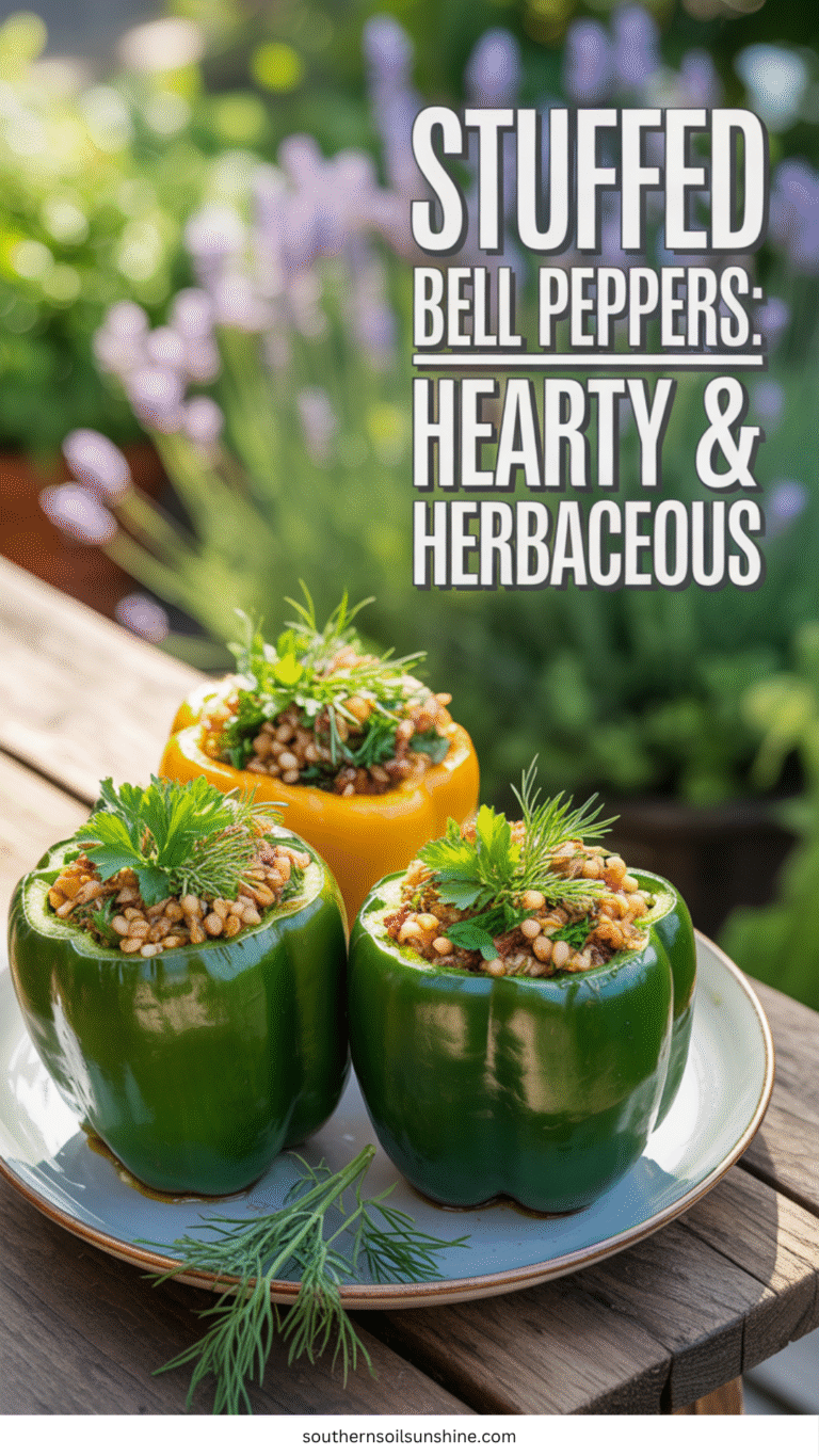 Stuffed Bell Peppers with Freekeh and Herbs - Southern Soil Sunshine